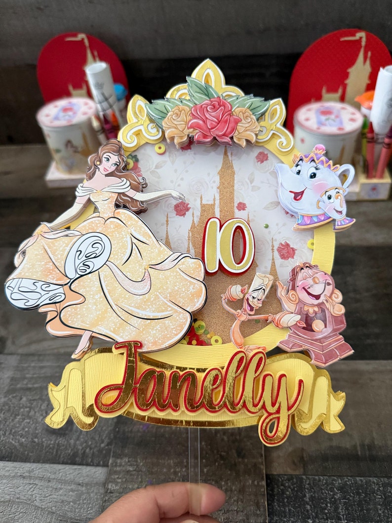 Belle Cake Topper: Princess Birthday Party Decoration - Etsy