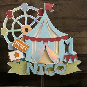 Pastel Circus Cake Topper Pastel Carnival Party Birthday Boy Birthday ...