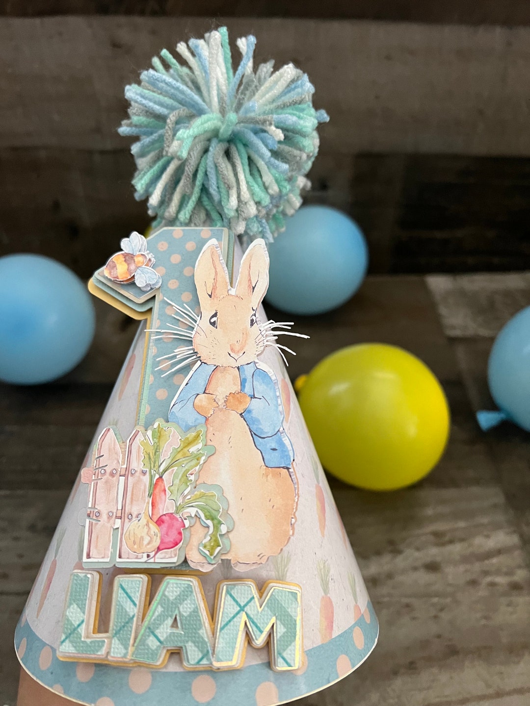 Peter Rabbit Hat First Birthday Hat Photo Prop Baby Birthday Hat Party ...