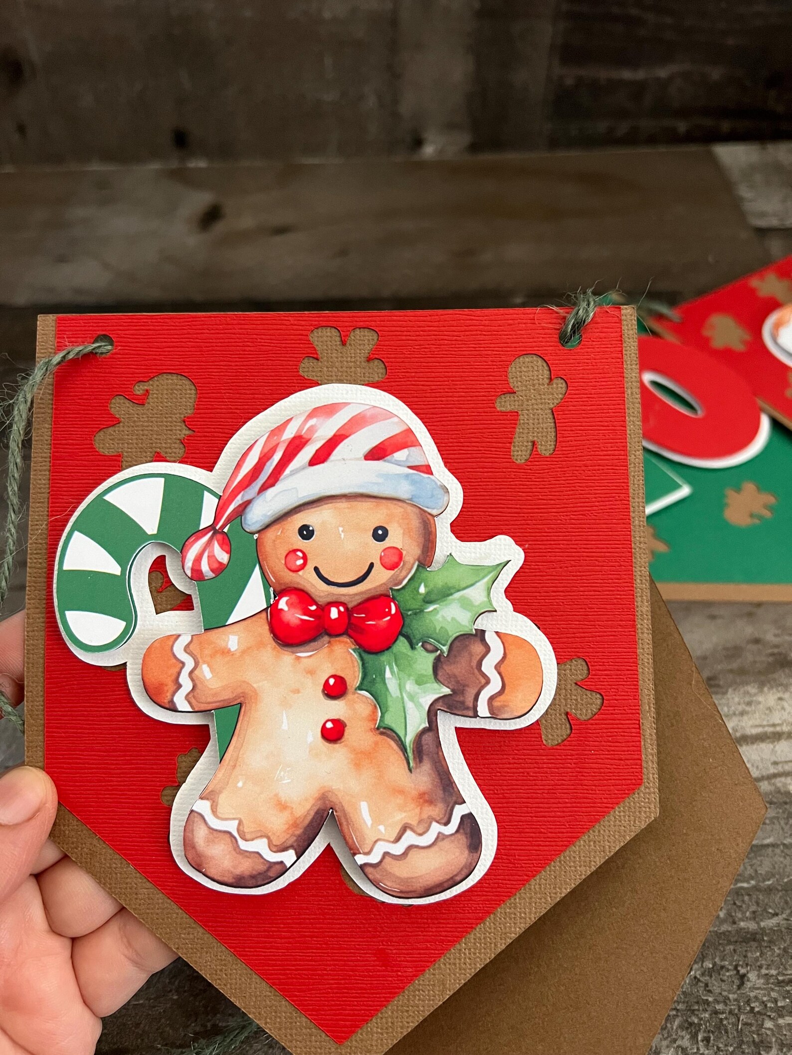 Gingerbread Man Christmas Banner: Handmade Cardstock Decoration ...