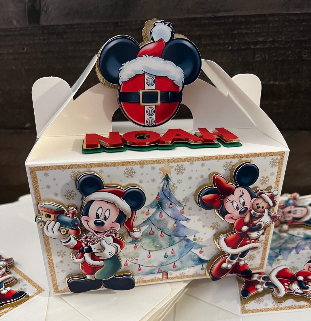 Mickey Mouse Christmas Favor Box White and Gold Christmas Favor Box ...