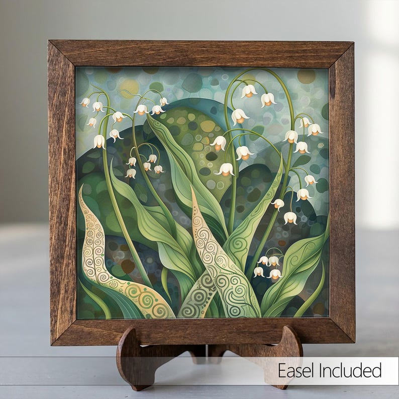Lily of the Valley Framed Wood Sign | Woodland Botanical Easel Sign - Etsy