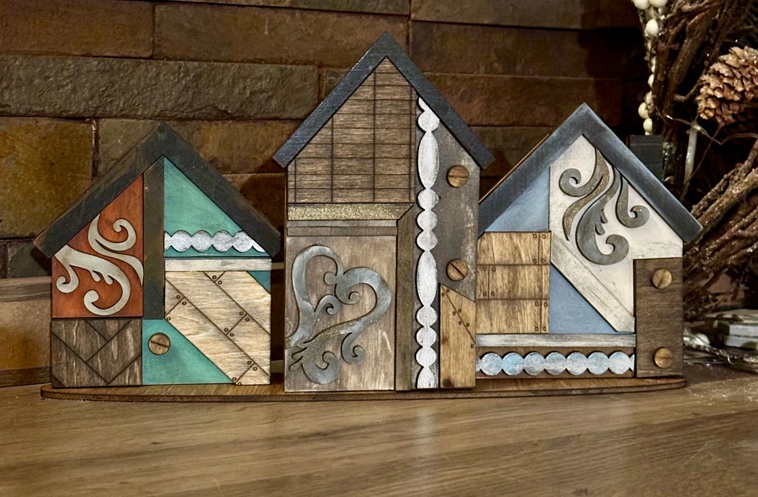 Handcrafted Rustic Wooden Decorative Houses - Artisan Painted Home ...