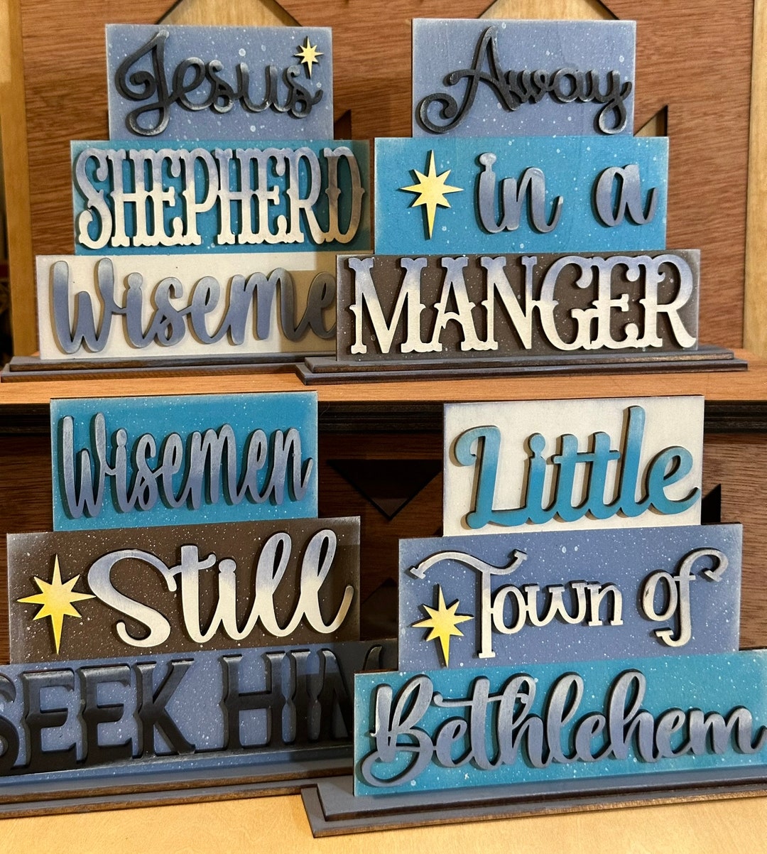 Handmade Christmas Wooden Sign Set Choose From 4 Designs Painted or DIY ...
