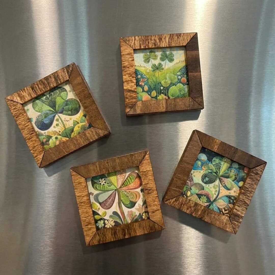 Rustic Wood Fridge Magnets Set of 4 | Handmade Farmhouse Magnet Decor ...