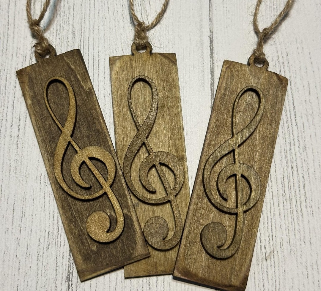 Rustic Wooden Treble Clef Ornaments Set of 3 – Handmade Music-inspired ...