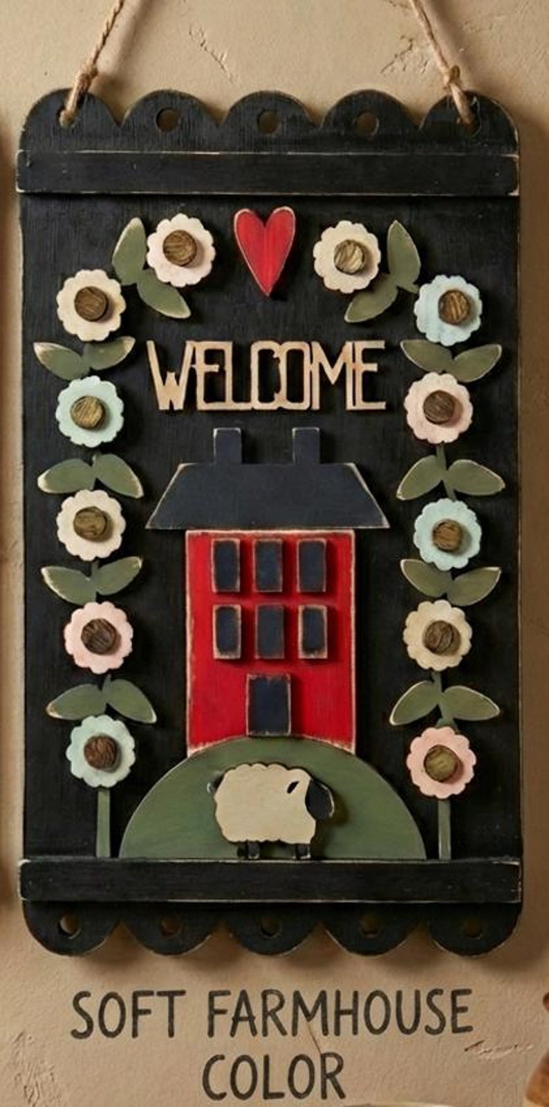 Farmhouse Welcome Sign | Sheep & Barn Wood Wall Decor | Handmade ...
