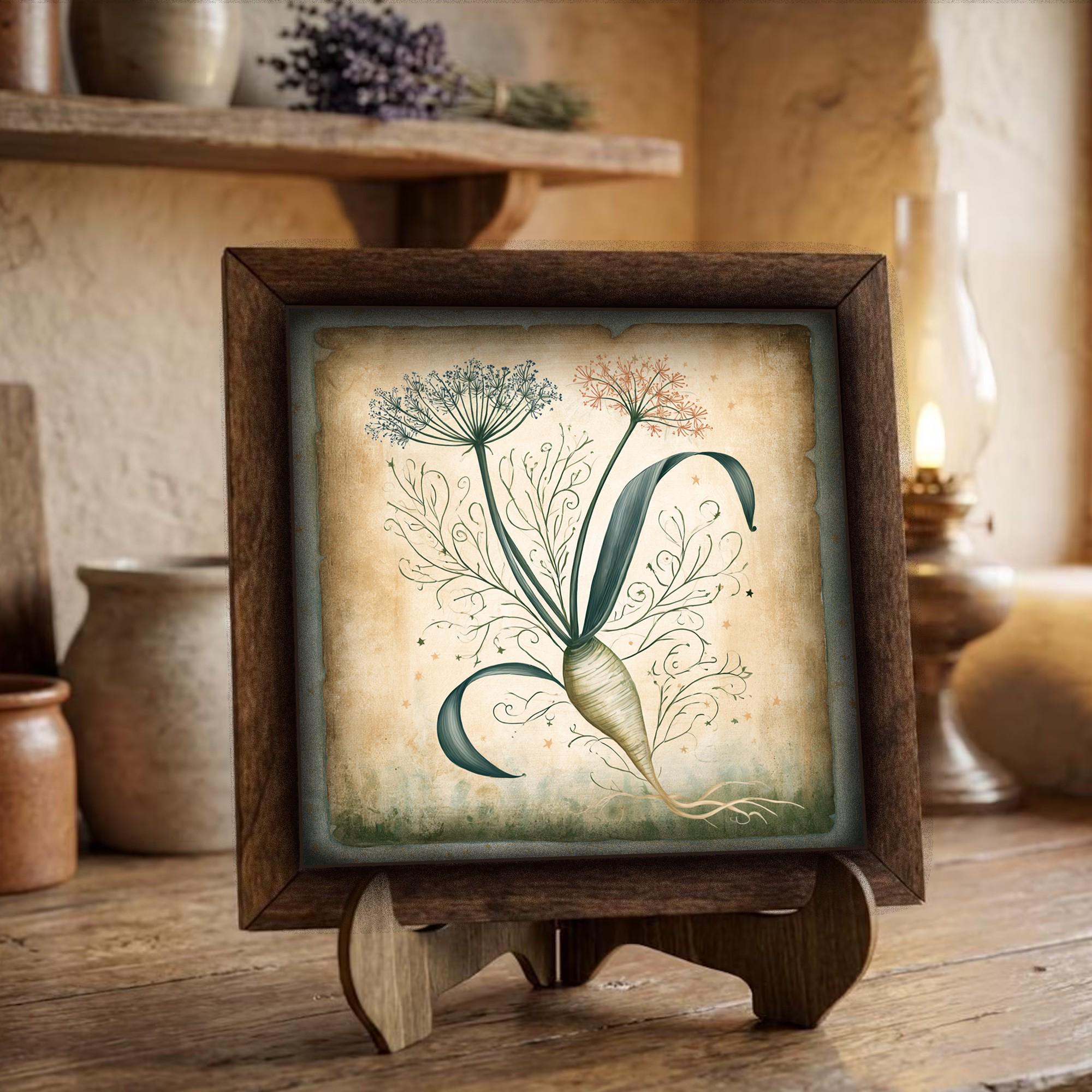 Framed Herb Garden Art Print | Rustic Farmhouse Shelf Decor - Etsy