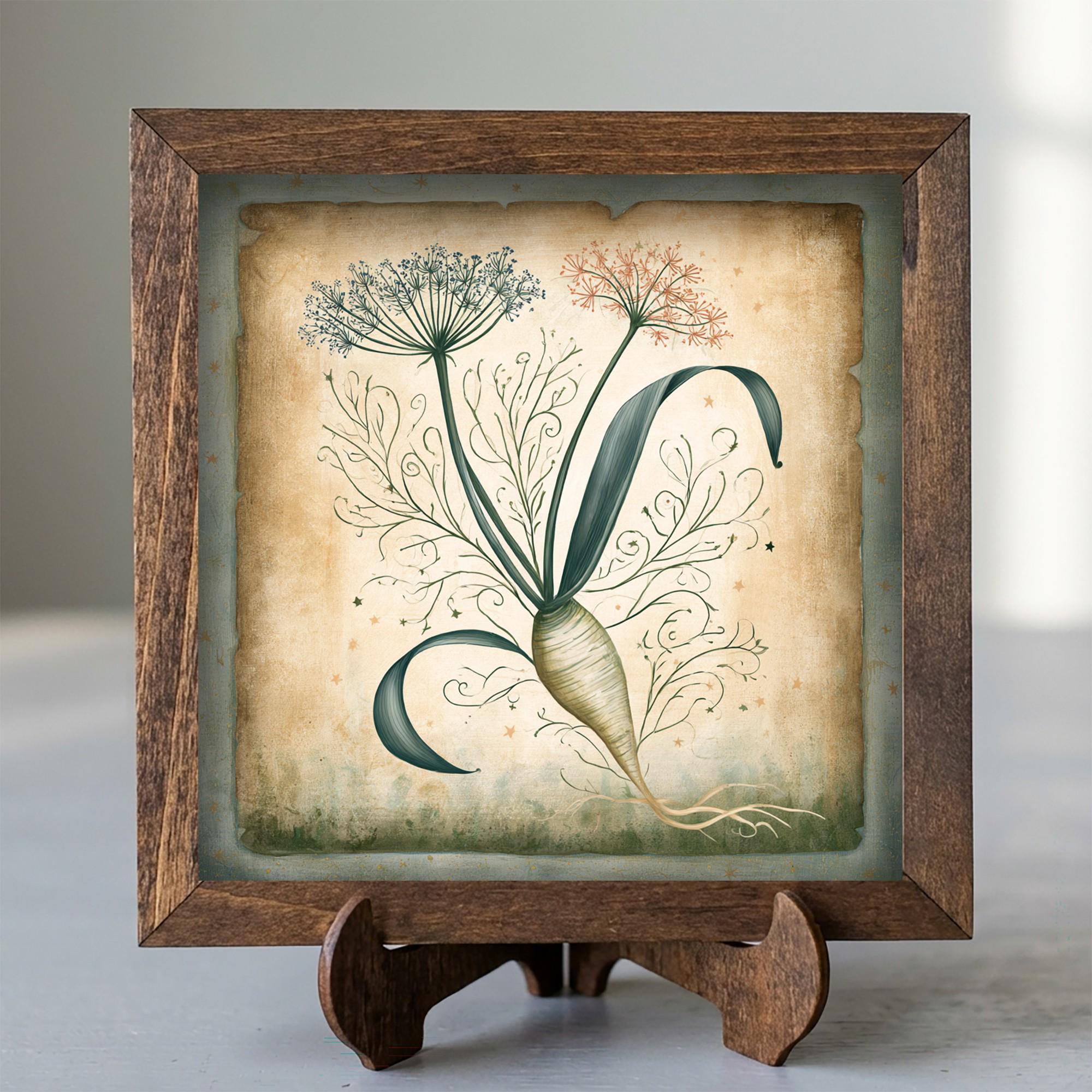 Framed Herb Garden Art Print | Rustic Farmhouse Shelf Decor - Etsy