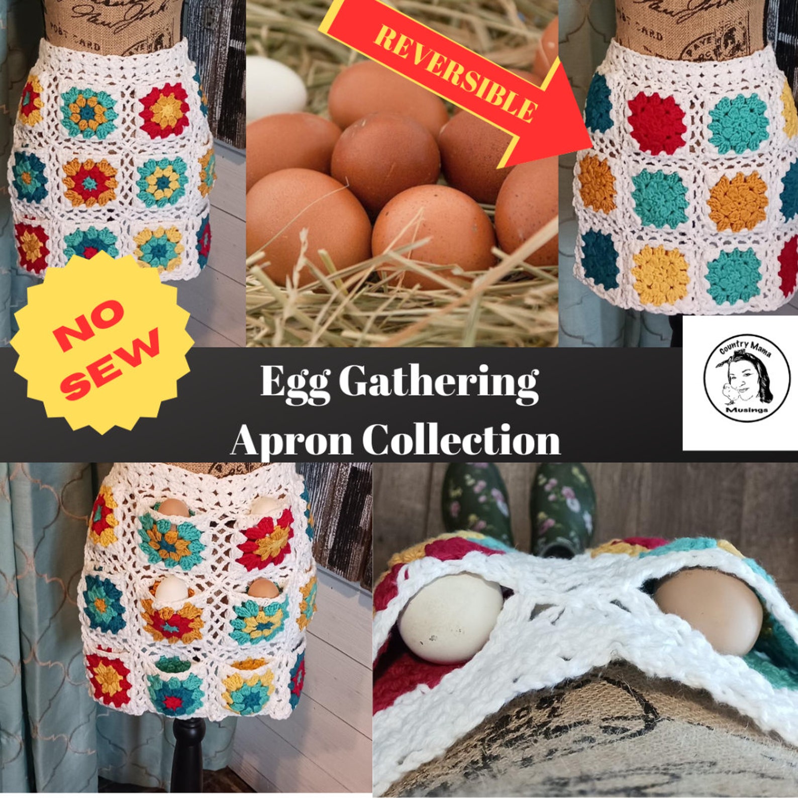 Prairie Girl Egg Gathering Apron, Egg Apron, CROCHET PATTERN, Crochet ...