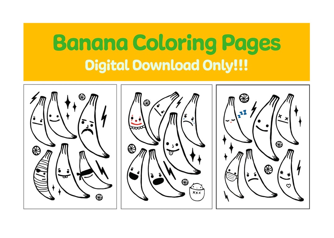 Banana Coloring Pages, Banana Printables, Food Games, Food Activities ...