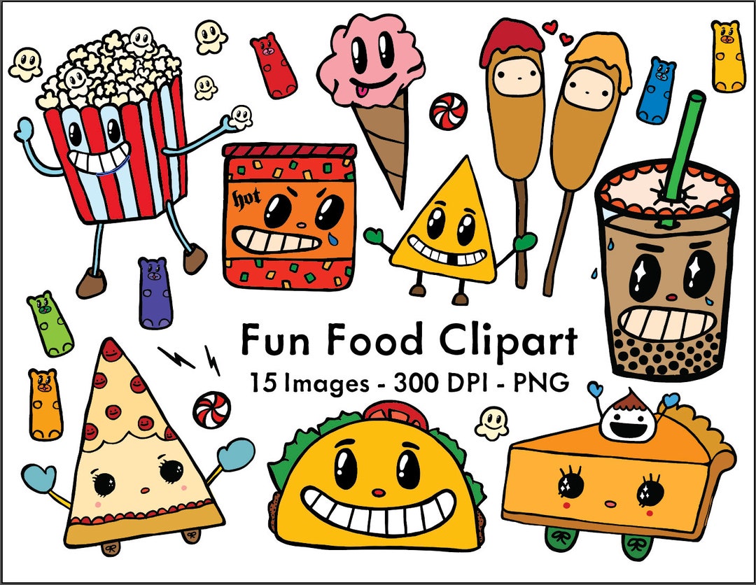 Fun Foods Clipart Download - Food - Taco - Boba - Popcorn - Pizza - Pie ...