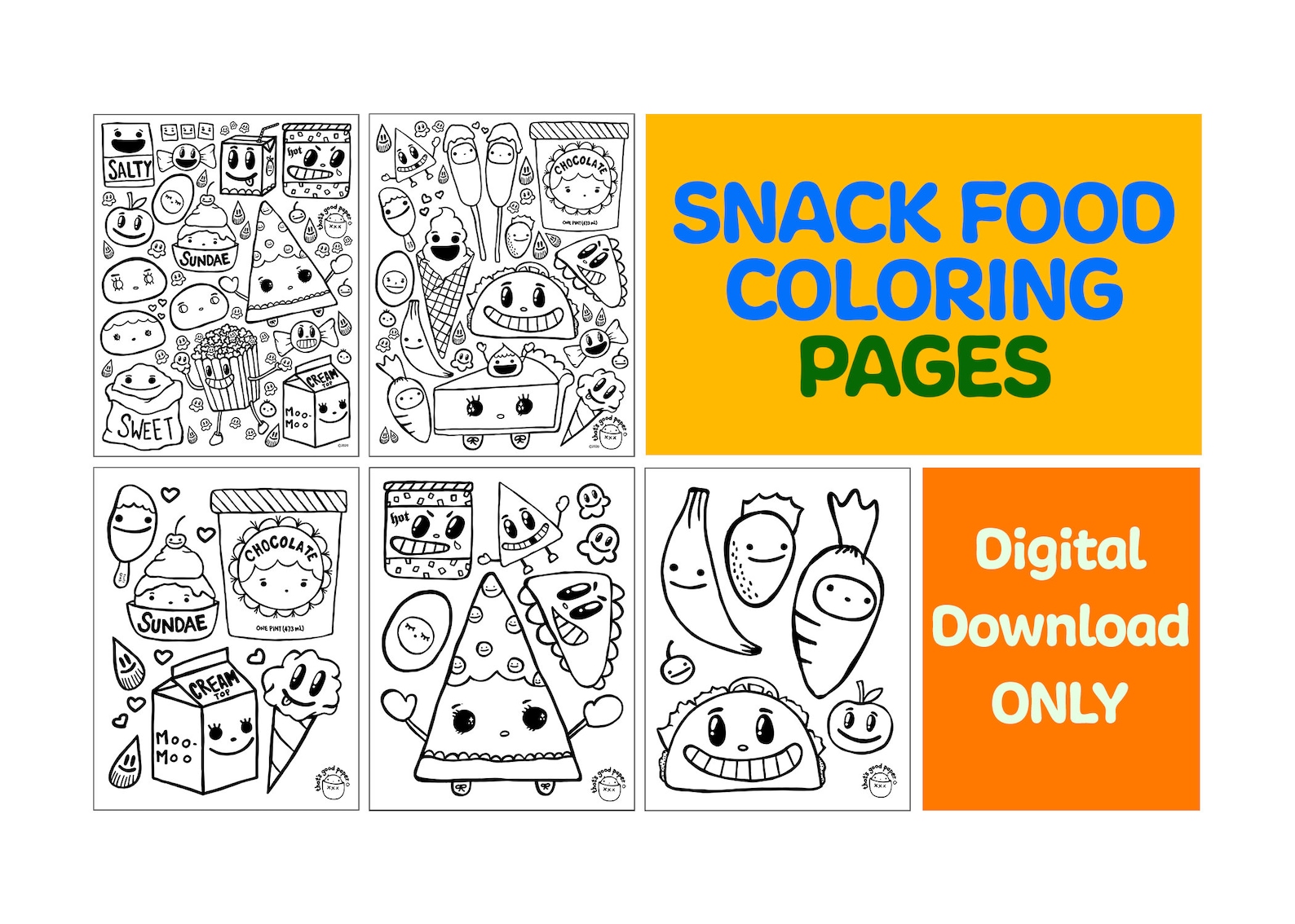 Snack Food Coloring Pages, Fun Snack Printables, Food Games, Food ...