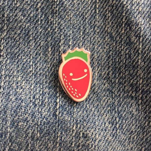 Strawberry Girl Hard Enamel Pin Strawberry Mini Pin - Etsy