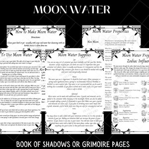 Moon Water Magic Recipe Book, Printable Grimoire Pages, Book of Shadows ...