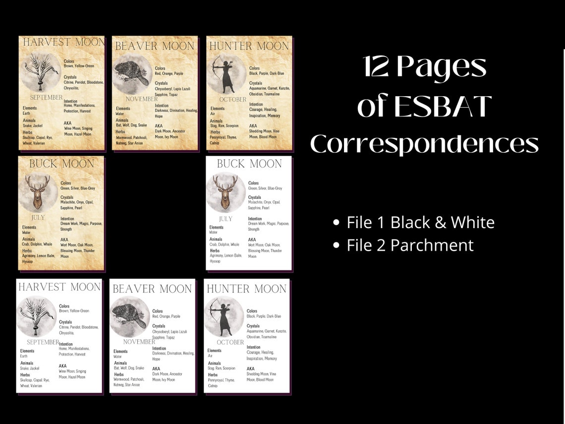 Full Moon Esbat Cheat Sheet Reference Pages Esbat - Etsy