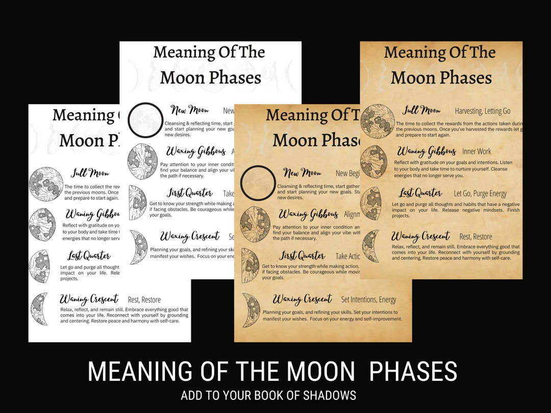 Moon Phases Printable Page, Book of Shadows, Grimoire, Witchcraft ...