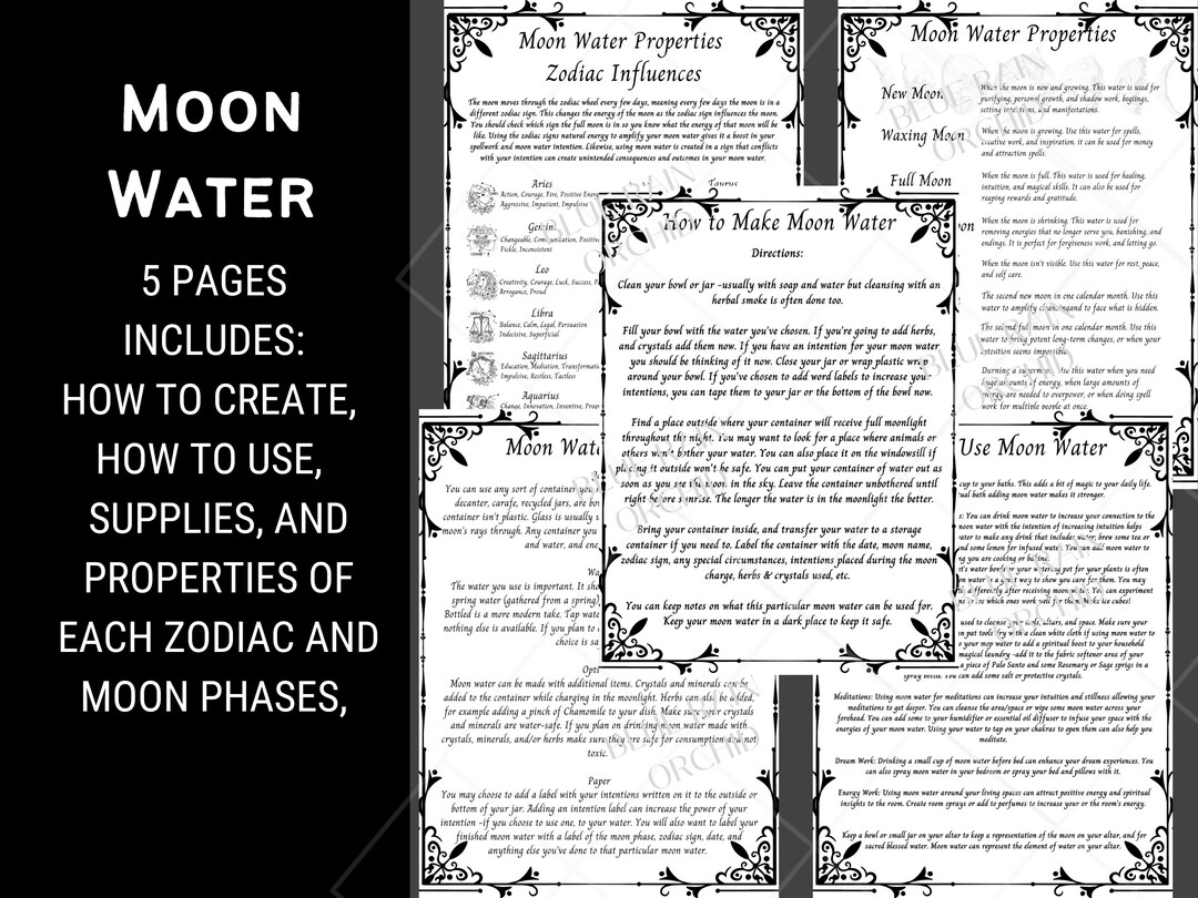 Moon Water Magic Recipe Book Printable Grimoire Pages Book - Etsy