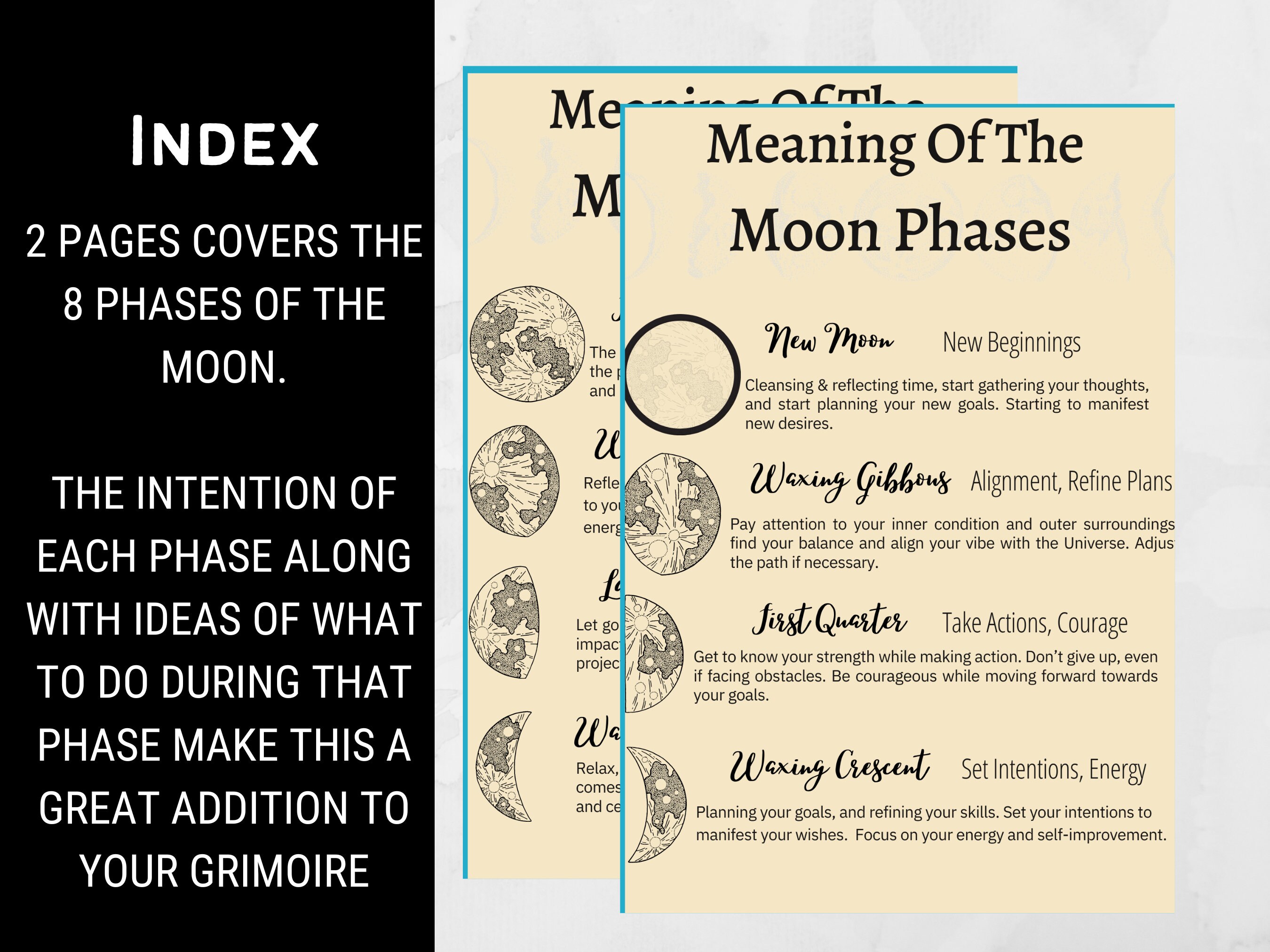 Moon Phases Printable Page, Book of Shadows, Grimoire, Witchcraft ...