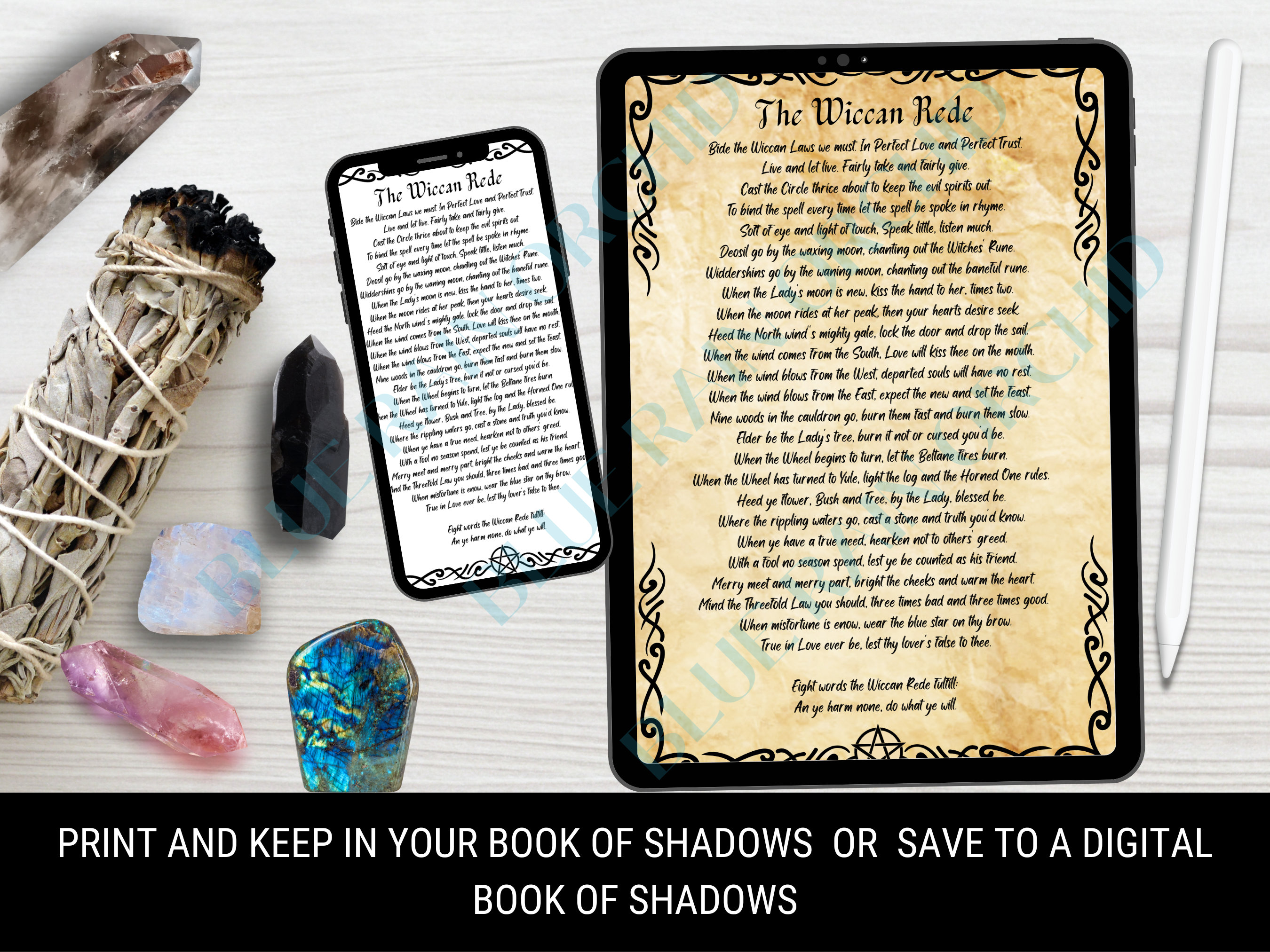 The Wiccan Rede Long Version Book of Shadows Page - Etsy