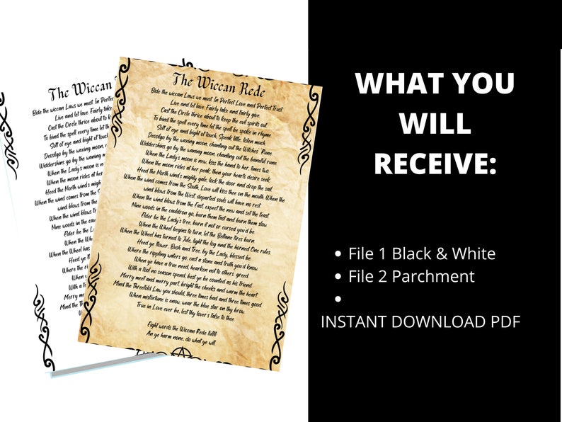 The Wiccan Rede Long Version Book of Shadows Page - Etsy