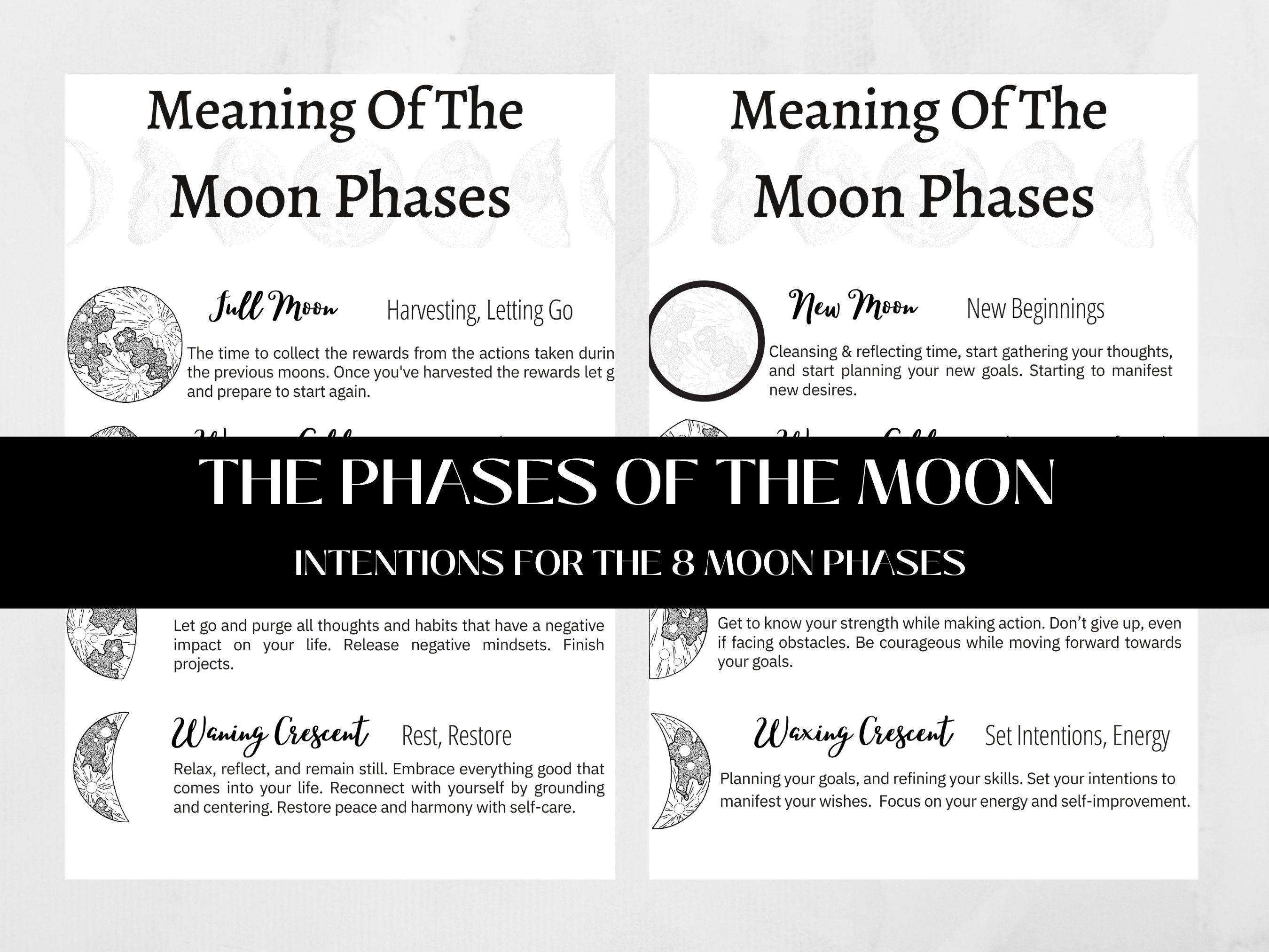 Moon Phases Printable Page, Book of Shadows, Grimoire, Witchcraft ...
