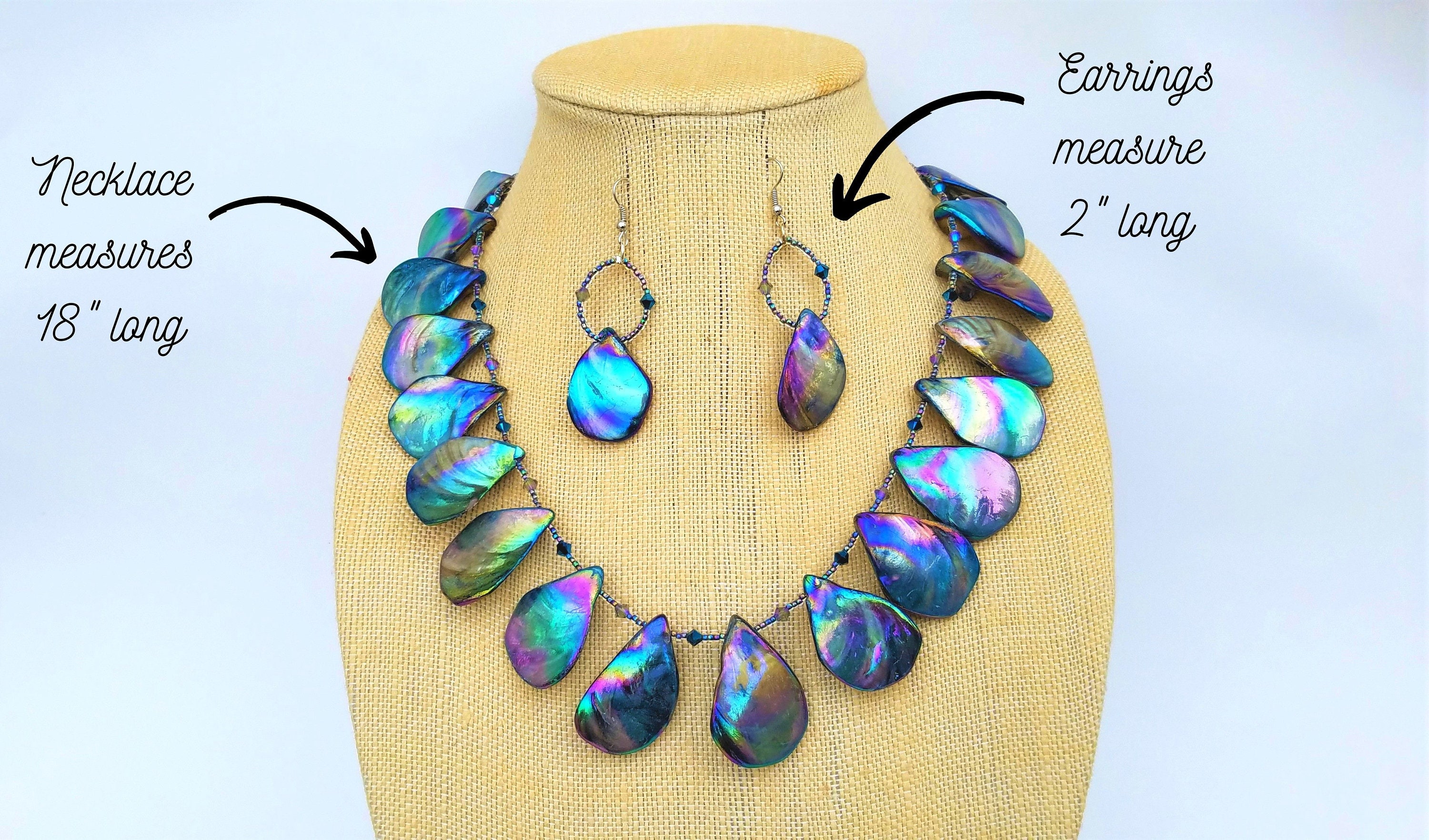 Handmade Iridescent Sea Shell Statement Jewelry Set 4 Color - Etsy
