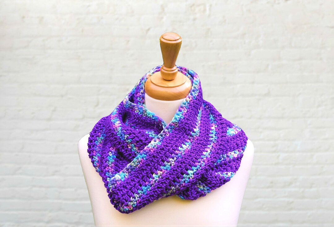 Handmade Crochet Purple Striped Infinity Scarf, ONE OF A KIND - Etsy