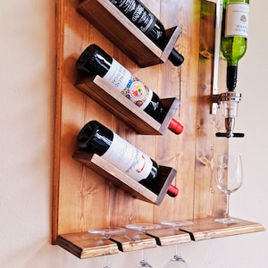 Wall-mounted Wine Rack & Dispenser | Holds 4 Wine Bottles | 3 Wine ...