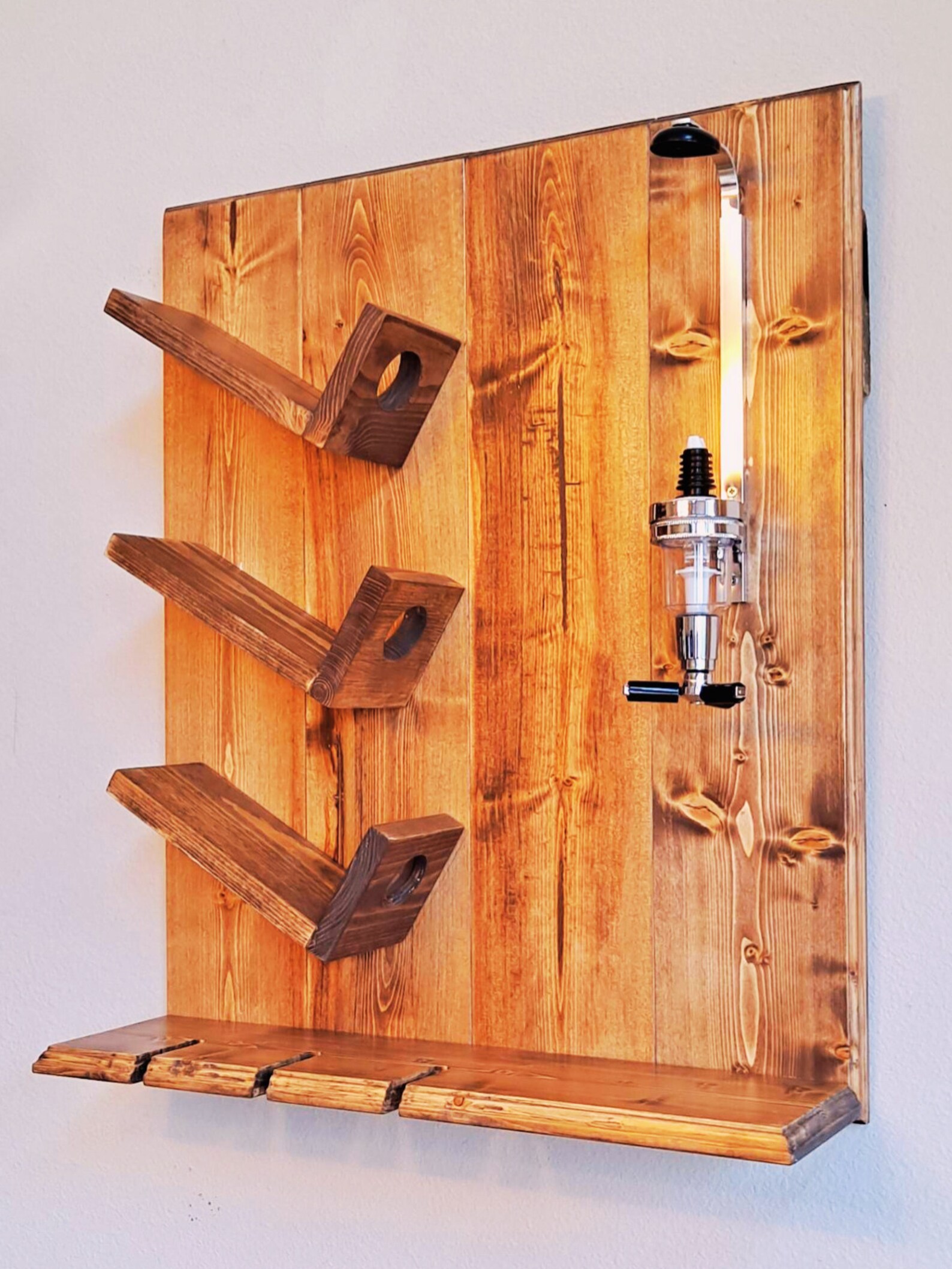 Wall-mounted Wine Rack & Dispenser | Holds 4 Wine Bottles | 3 Wine ...