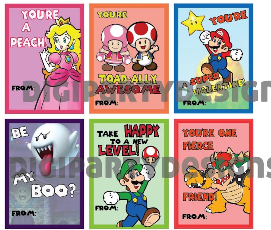 Super Mario Valentines Day Cards- DIGITAL DOWNLOAD ONLY - Etsy