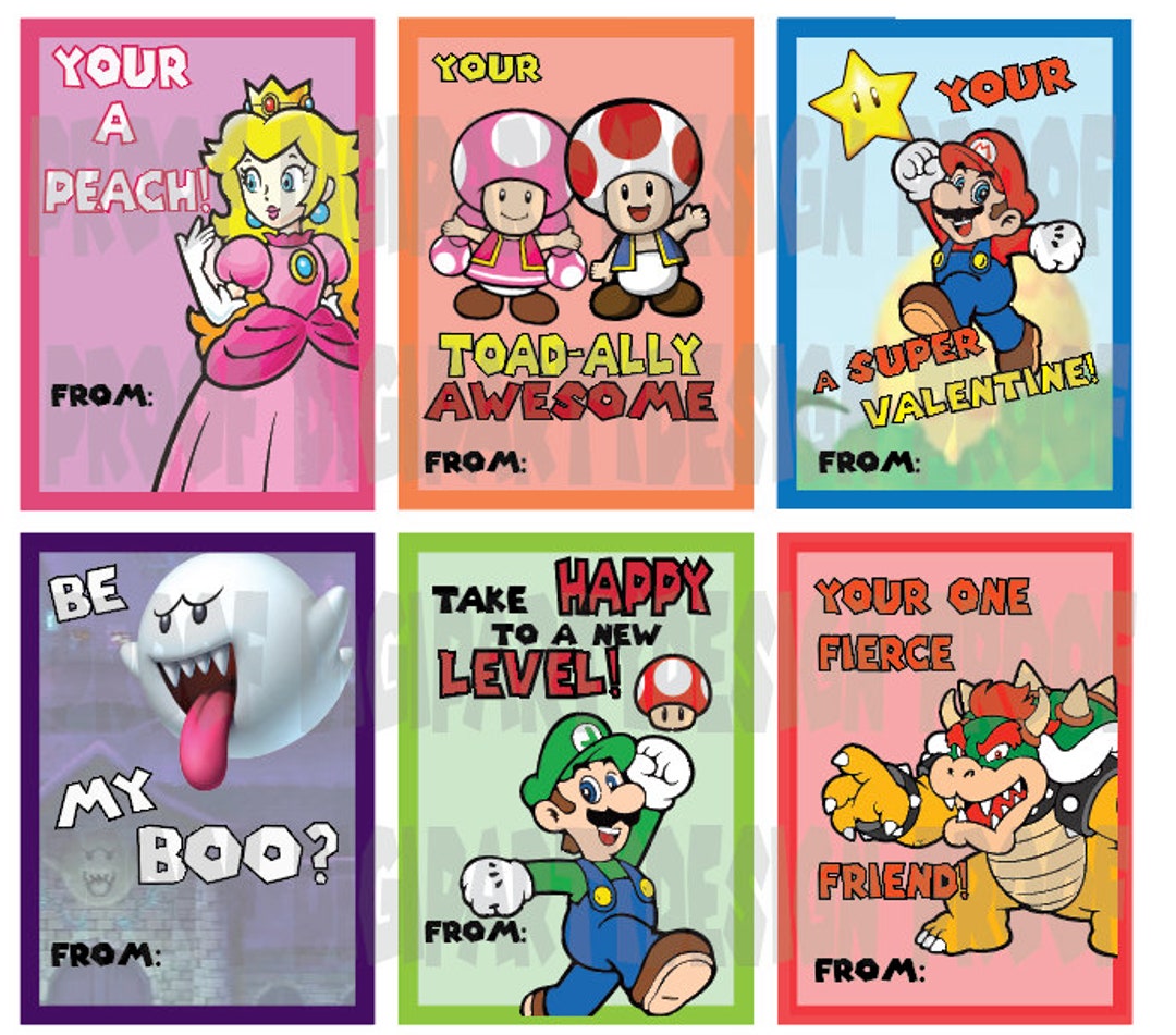 Super Mario Valentines Day Cards DIGITAL DOWNLOAD ONLY - Etsy