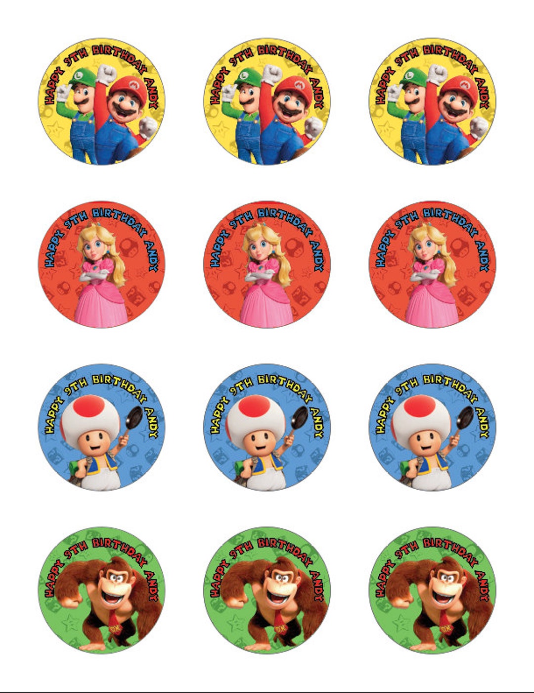 Super Mario Bros. Movie-inspired -CUSTOM Birthday Stickers Multiple ...