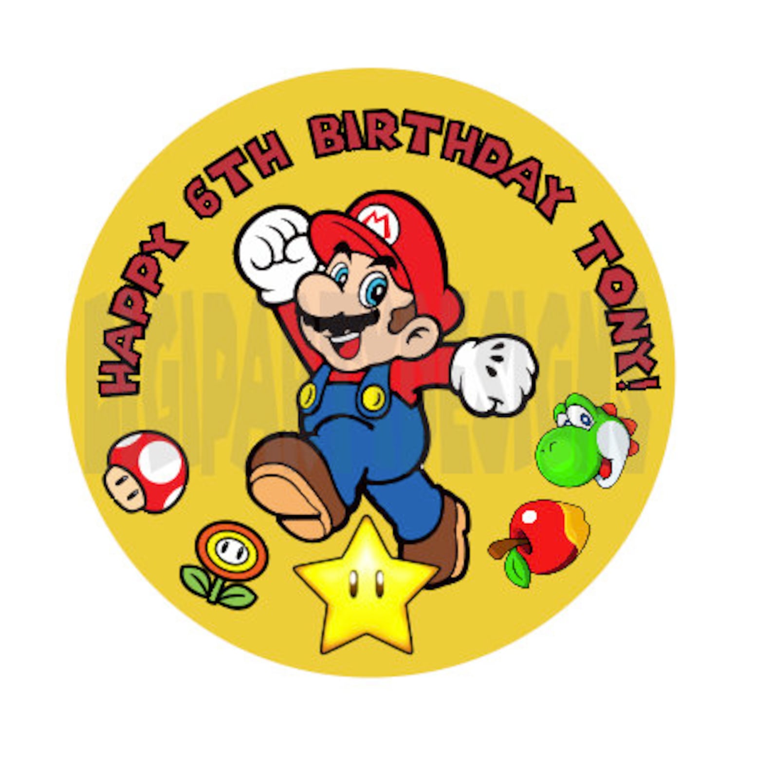 Super Mario Personalized Birthday Sticker- Digital Download - Etsy