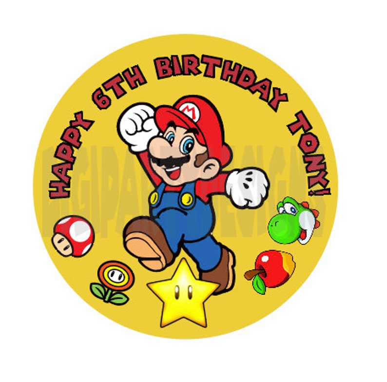 Super Mario Personalized Birthday Sticker- Digital Download - Etsy