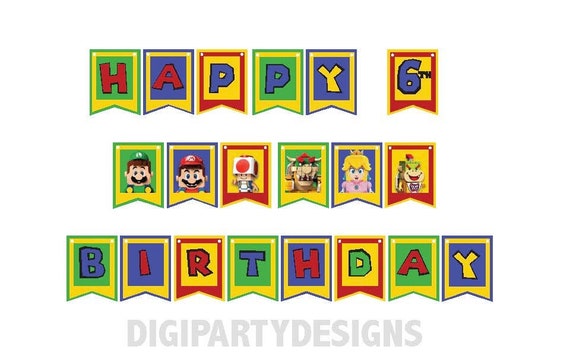 LEGO Super Mario Inspired Birthday Theme Banner - Etsy