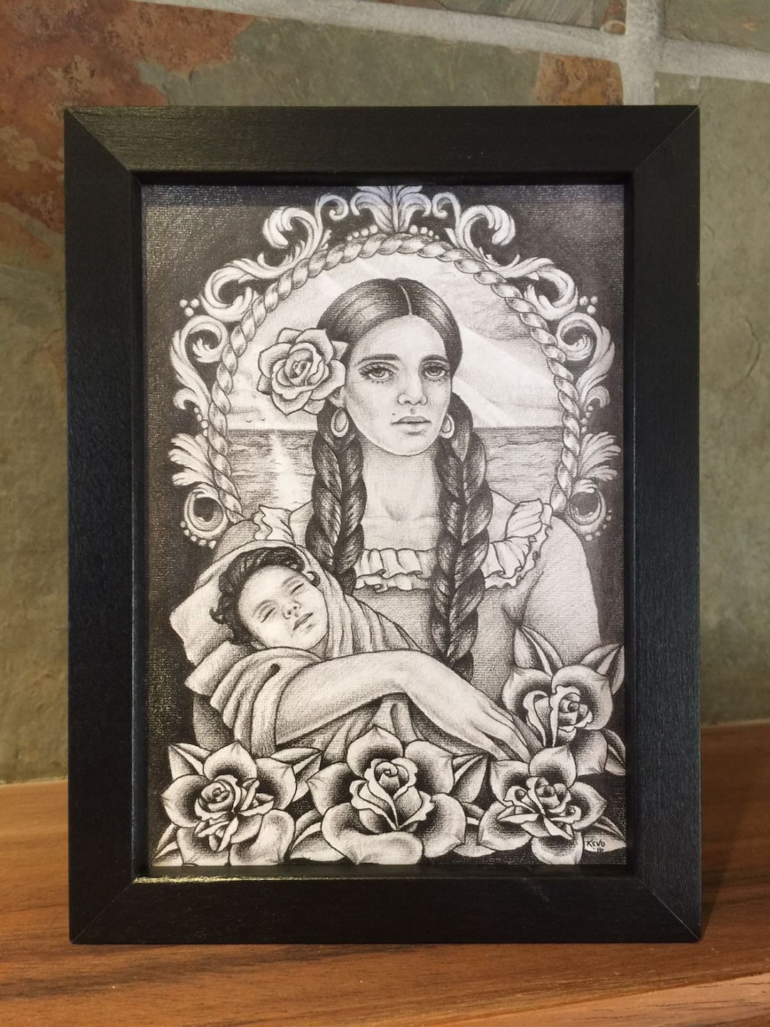 Art Print of Mother and Child Chicano Tattoo Style - "palone & Feely ...