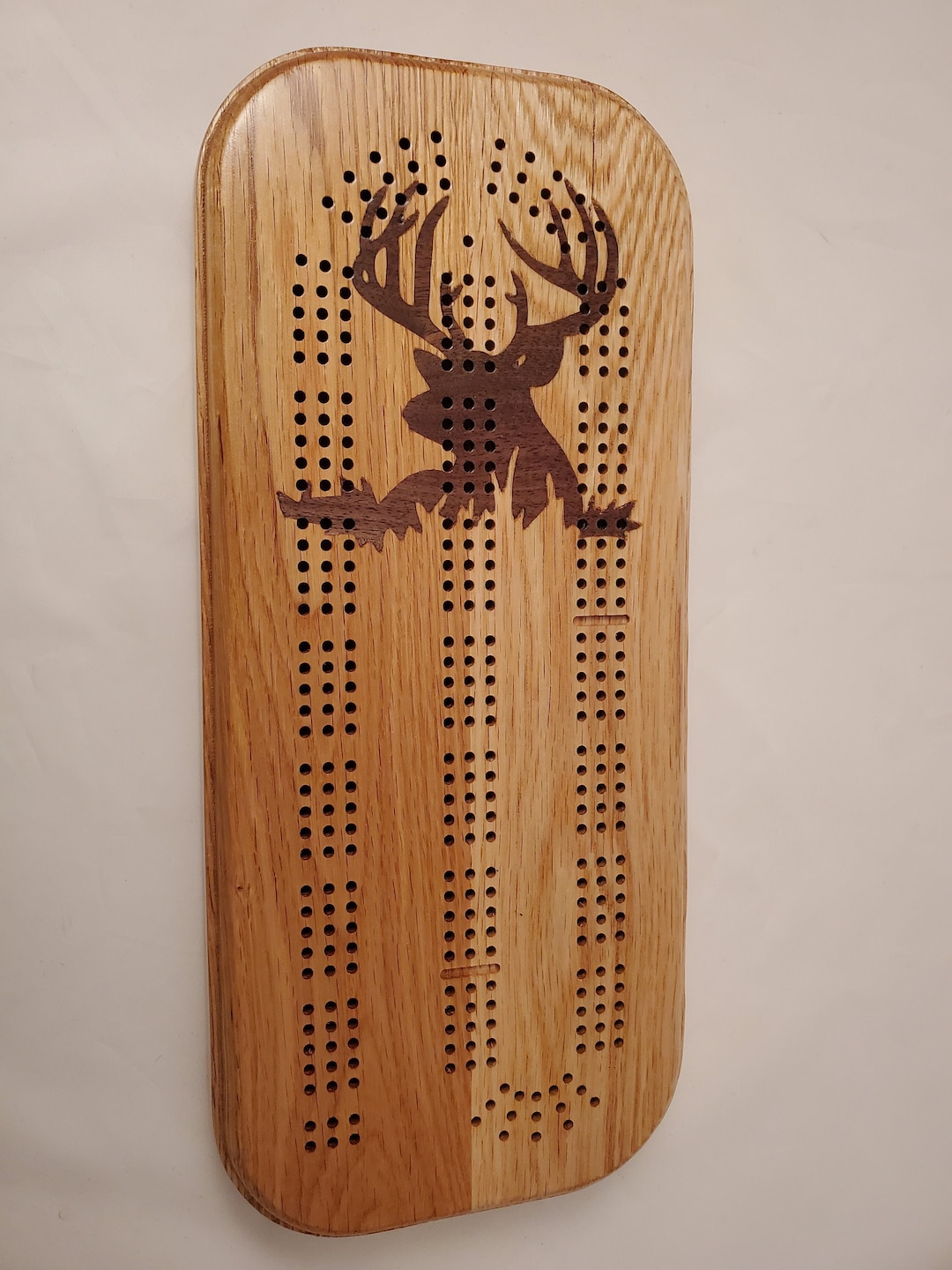 Cribbage Board, Whitetail Deer Inlay, 3 Player, With Pegs and Storage ...