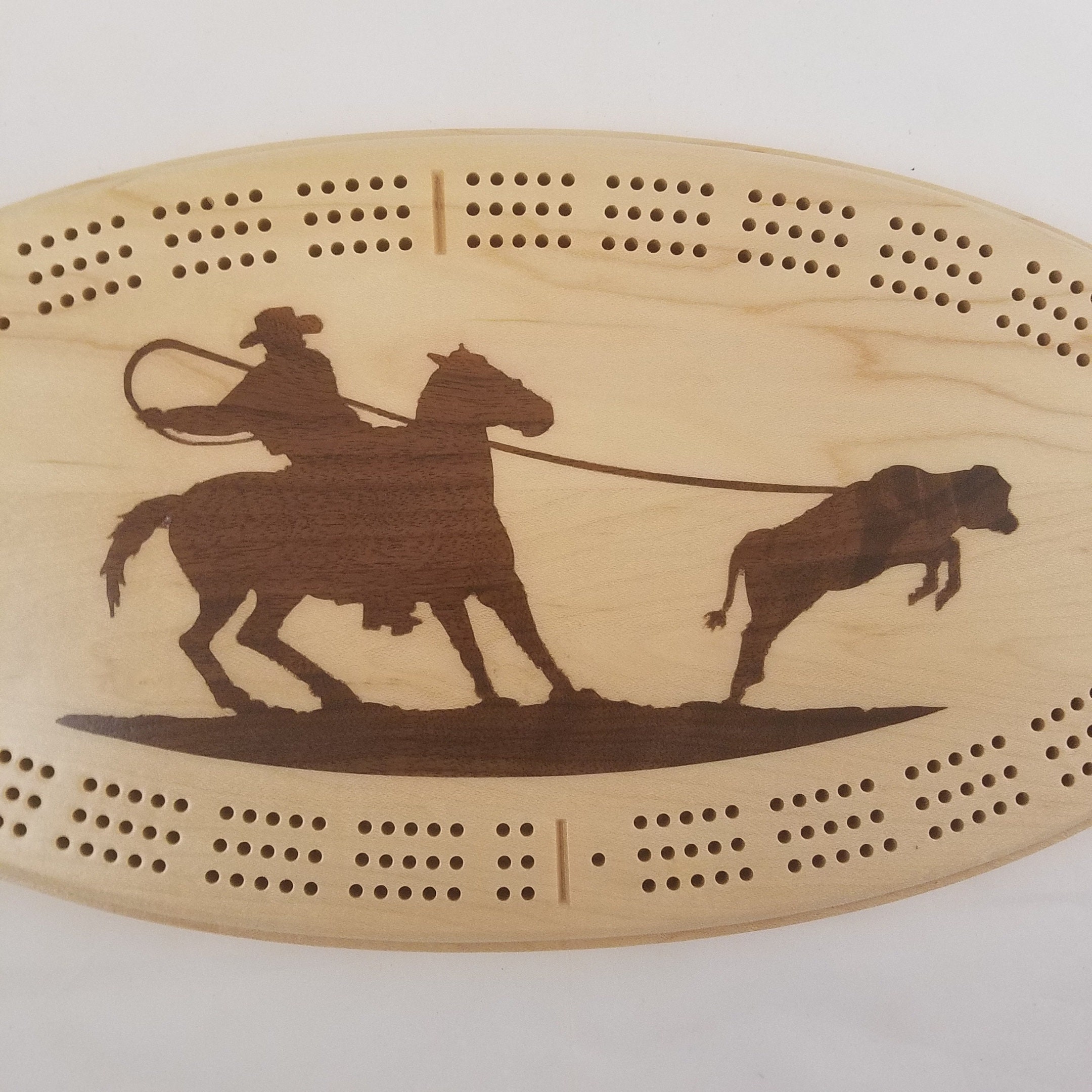 Cowboy Roping Calf Cribbage Board Maple With Walnut Inlay - Etsy