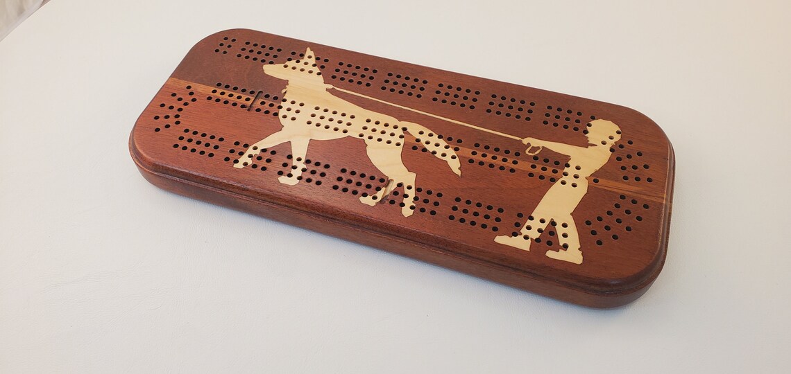 Cribbage Board Boy Walking His Dog 3 Player Various - Etsy