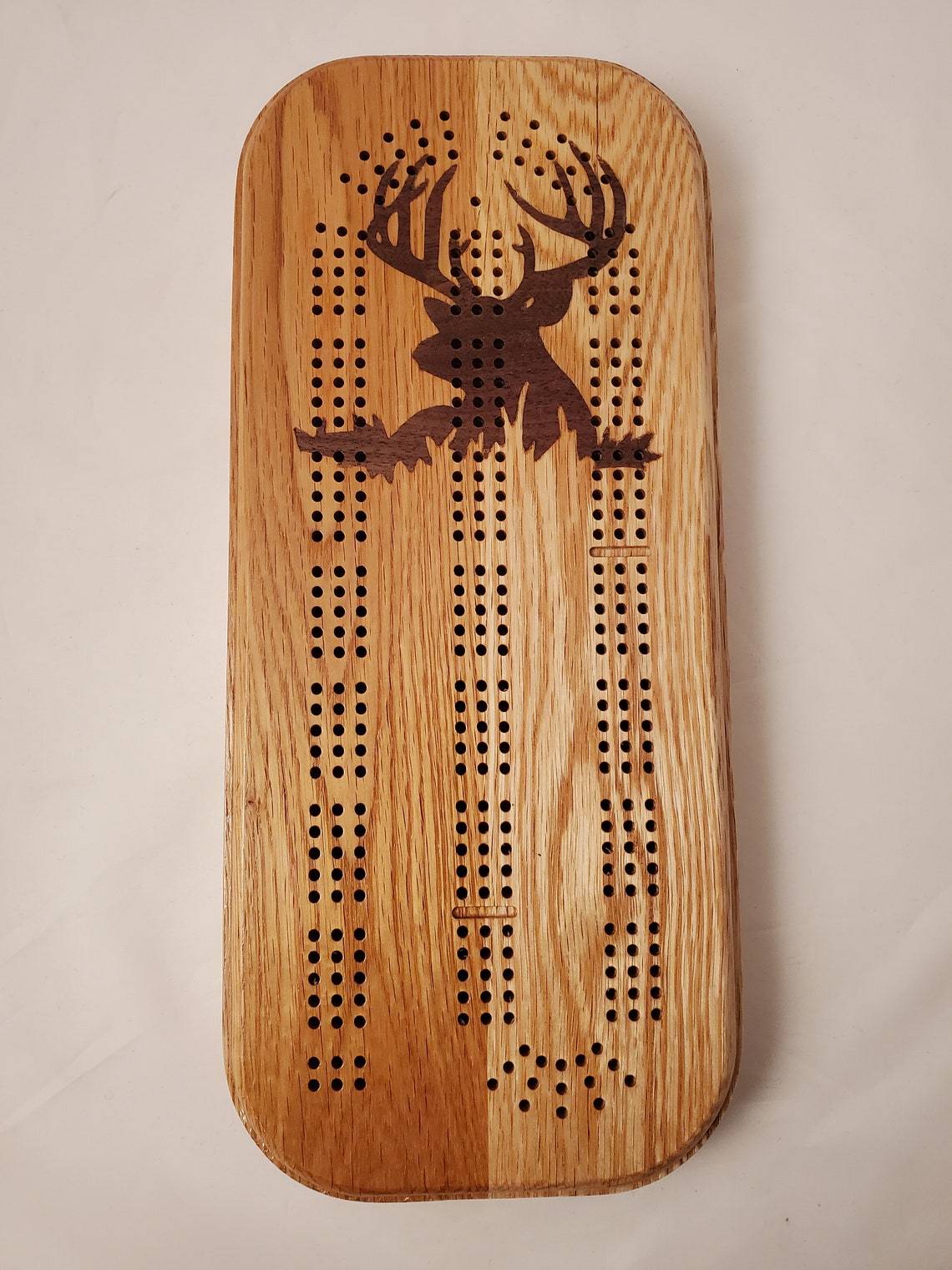 Cribbage Board, Whitetail Deer Inlay, 3 Player, With Pegs and Storage ...