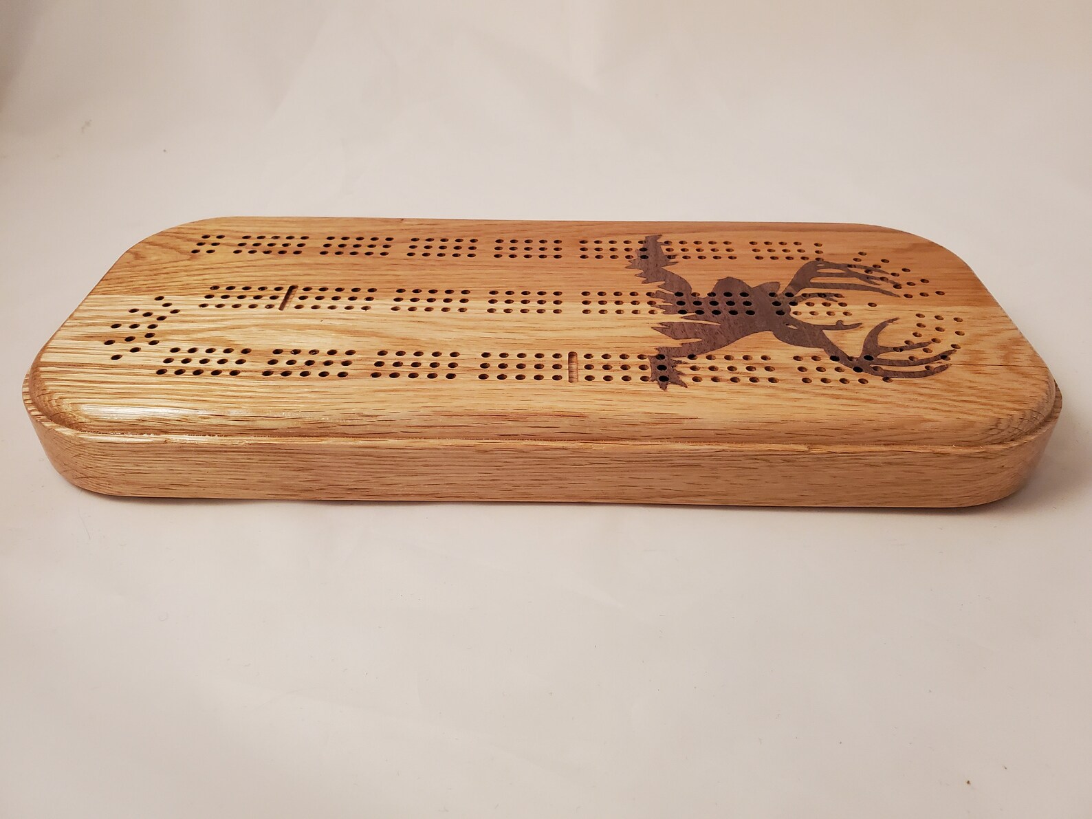 Cribbage Board, Whitetail Deer Inlay, 3 Player, With Pegs and Storage ...