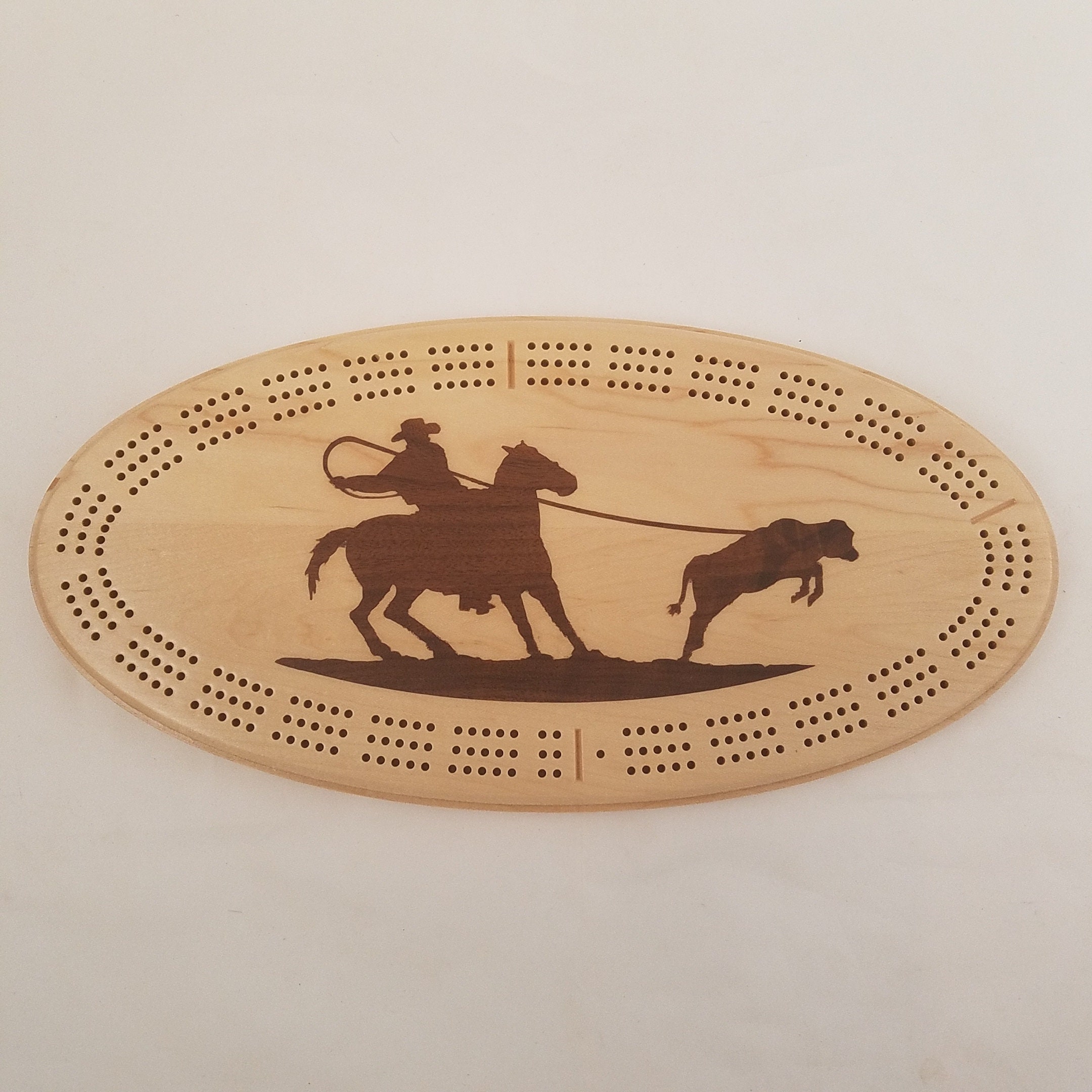 Cowboy Roping Calf Cribbage Board Maple With Walnut Inlay - Etsy