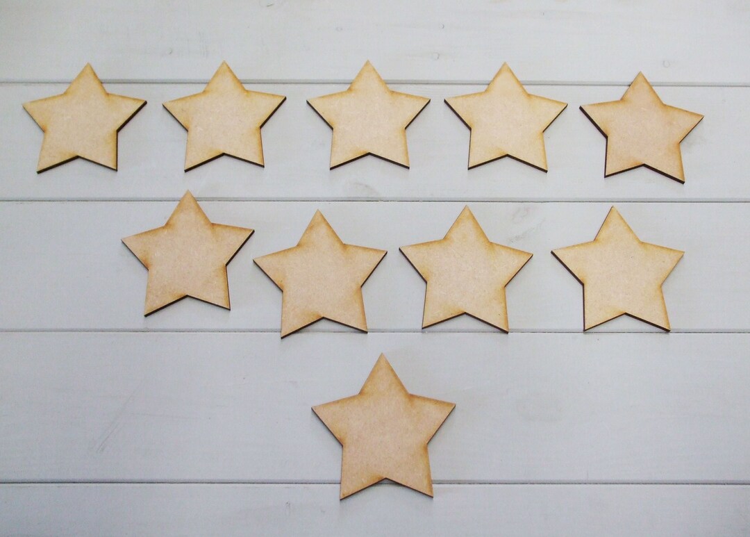 Wooden Star Craft Shapes Pack of Ten 85mm 3.3 Inch Simple Wooden Star ...