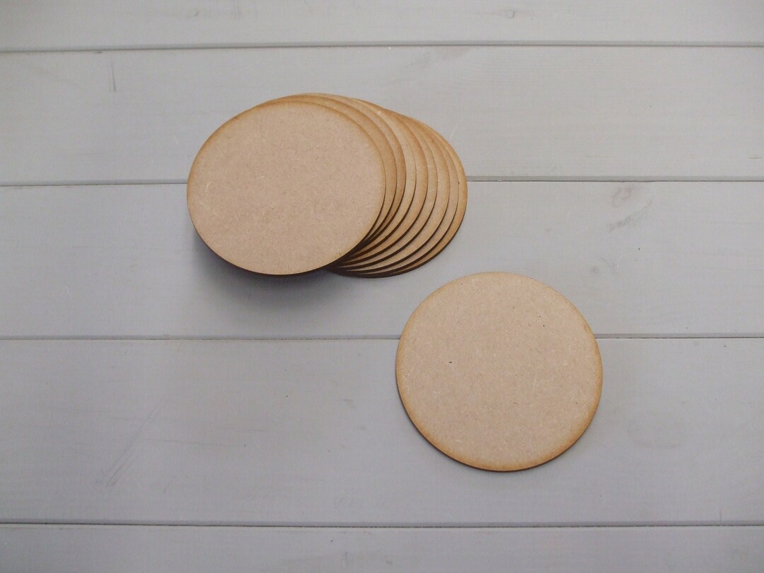 Round Wooden Coaster Craft Shapes Pack of Ten 100mm 3.9 Inch Simple ...