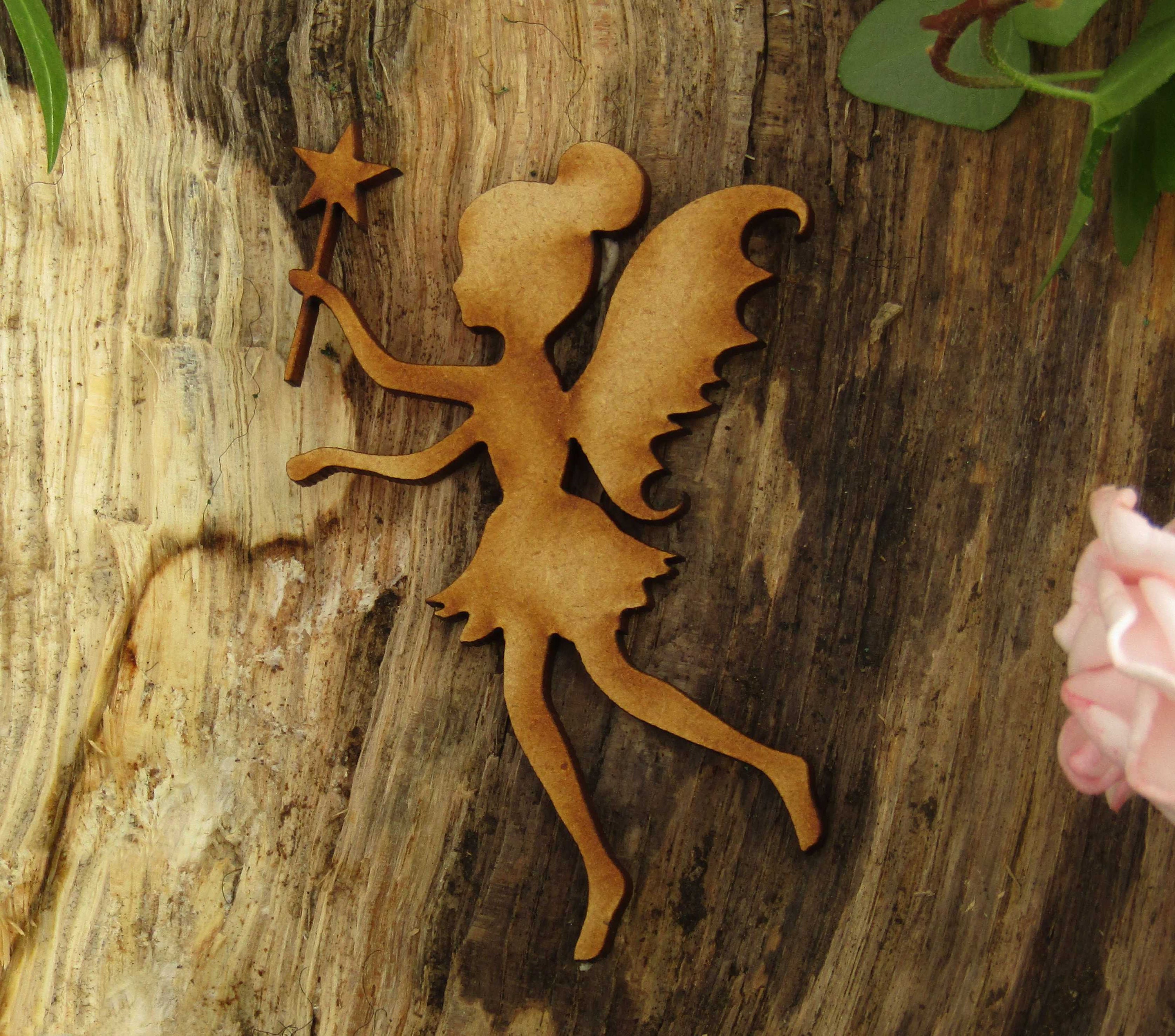 2 Piece Wooden Fairies Set Pair of Wooden Fairy Craft Shapes | Etsy