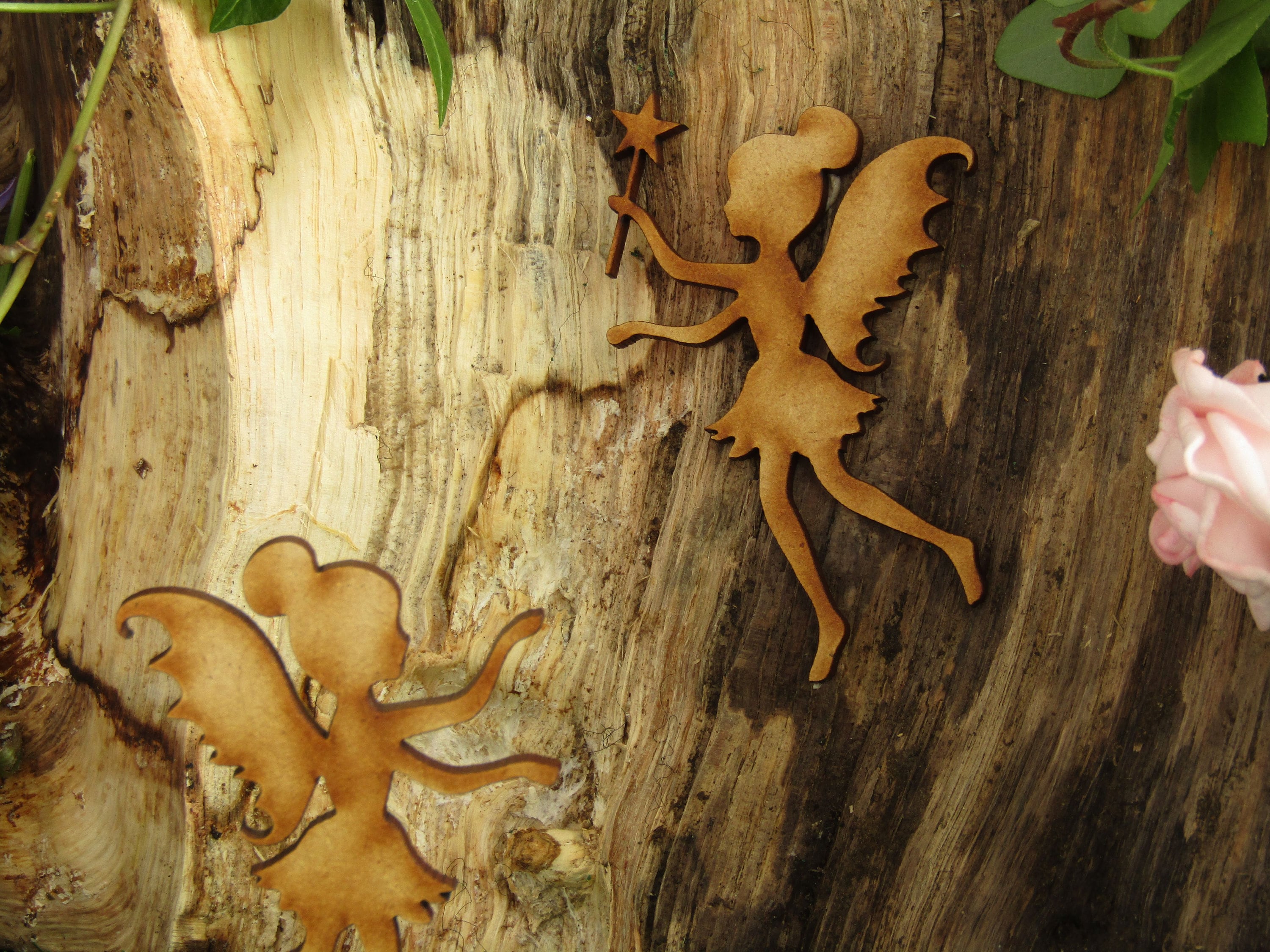 2 Piece Wooden Fairies Set Pair of Wooden Fairy Craft Shapes | Etsy