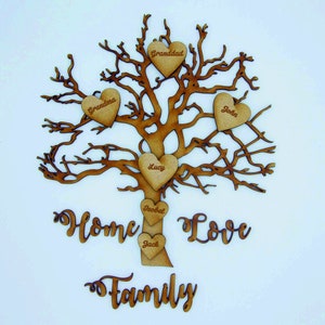 Wooden 'oak Tree' Family Tree Craft Kit With 'family', Love' & 'home ...