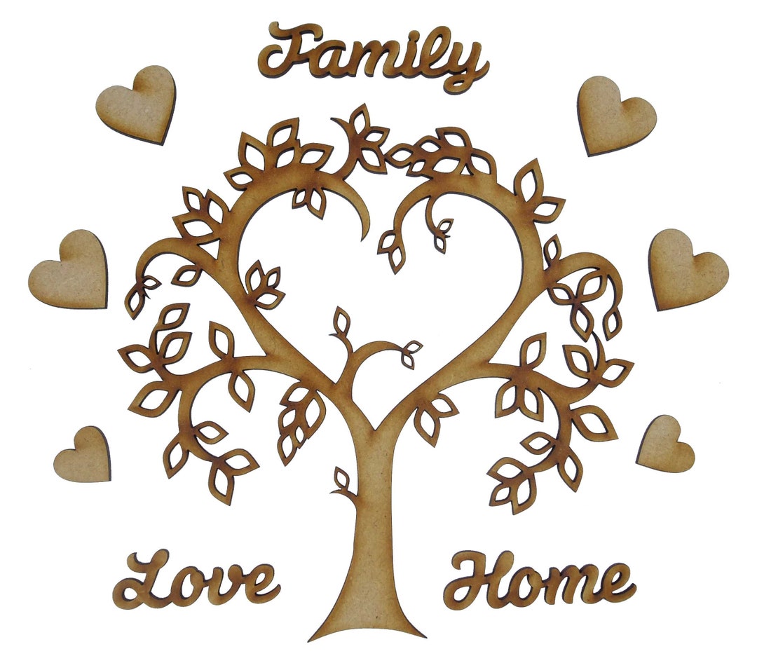 Leafy Wooden Family Tree Craft Kit With 'family', Love' & 'home' Words ...