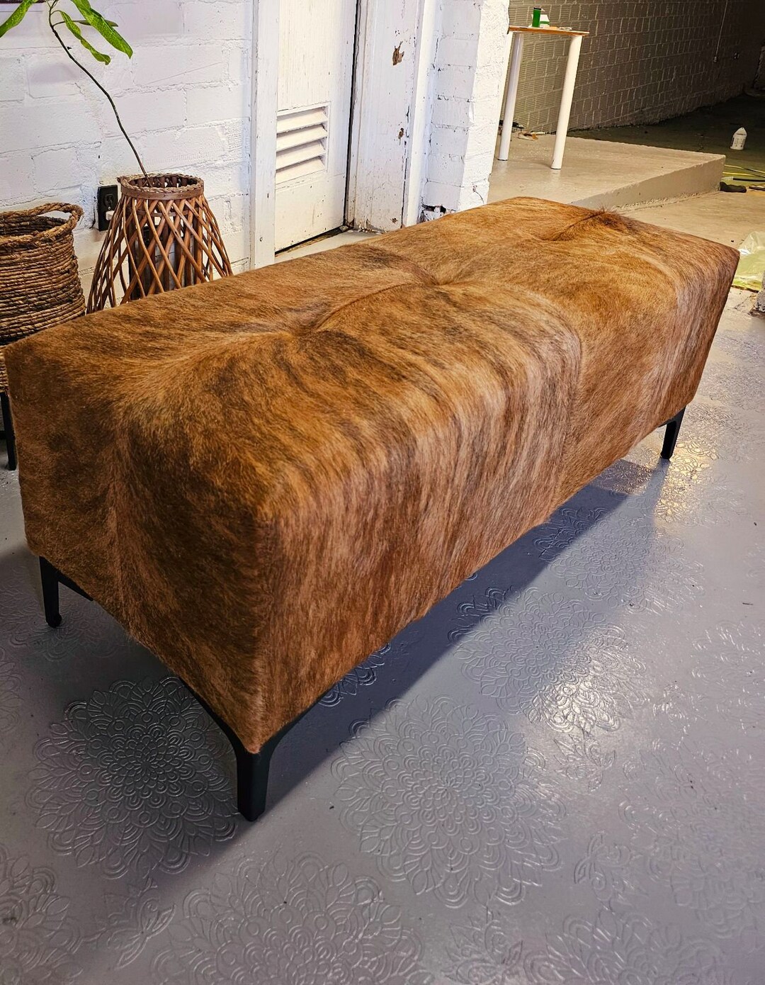 Brindle Cowhide Bench - Etsy